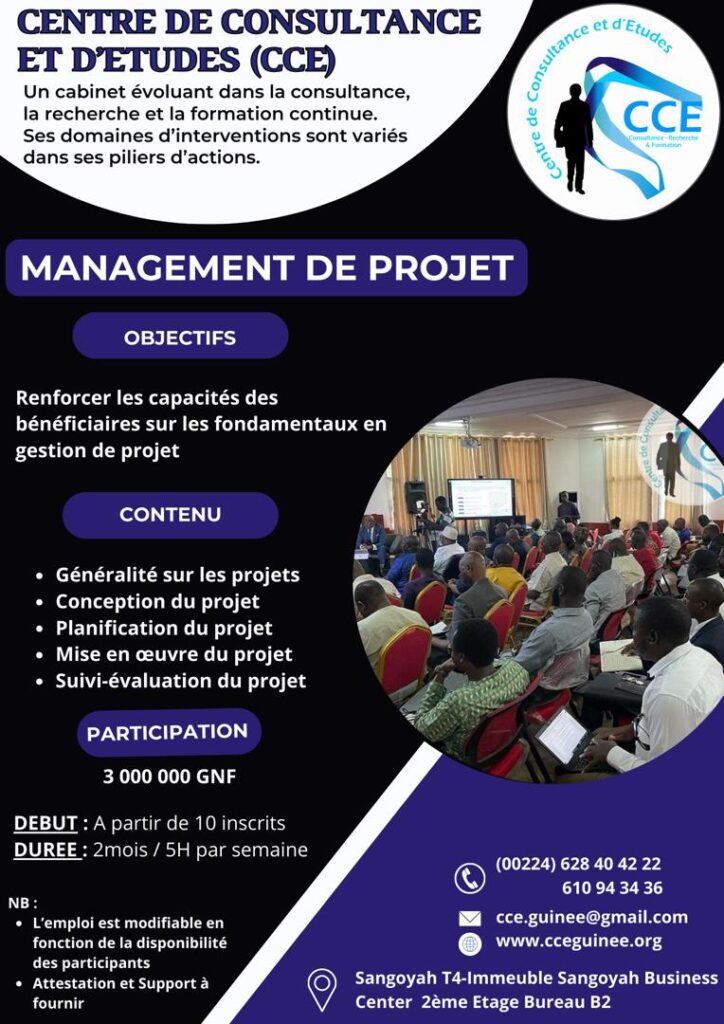 Inscription: Formation en Management de Projet – cceguinee.org
